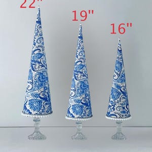 Chinoiserie Cone Tree, White/blue Holiday Decor, Winter Tree Decoration ...