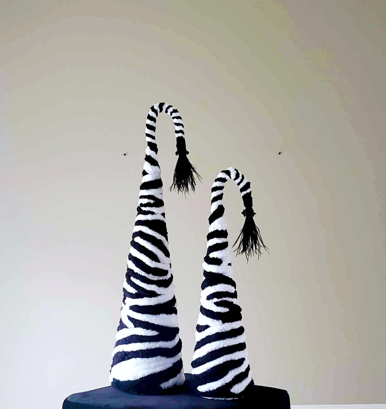 Christmas Cone White&black Tree, Tabletop Small Christmas Yarn Trees ...