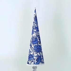Chinoiserie Cone Tree, White/blue Holiday Decor, Winter Tree Decoration ...