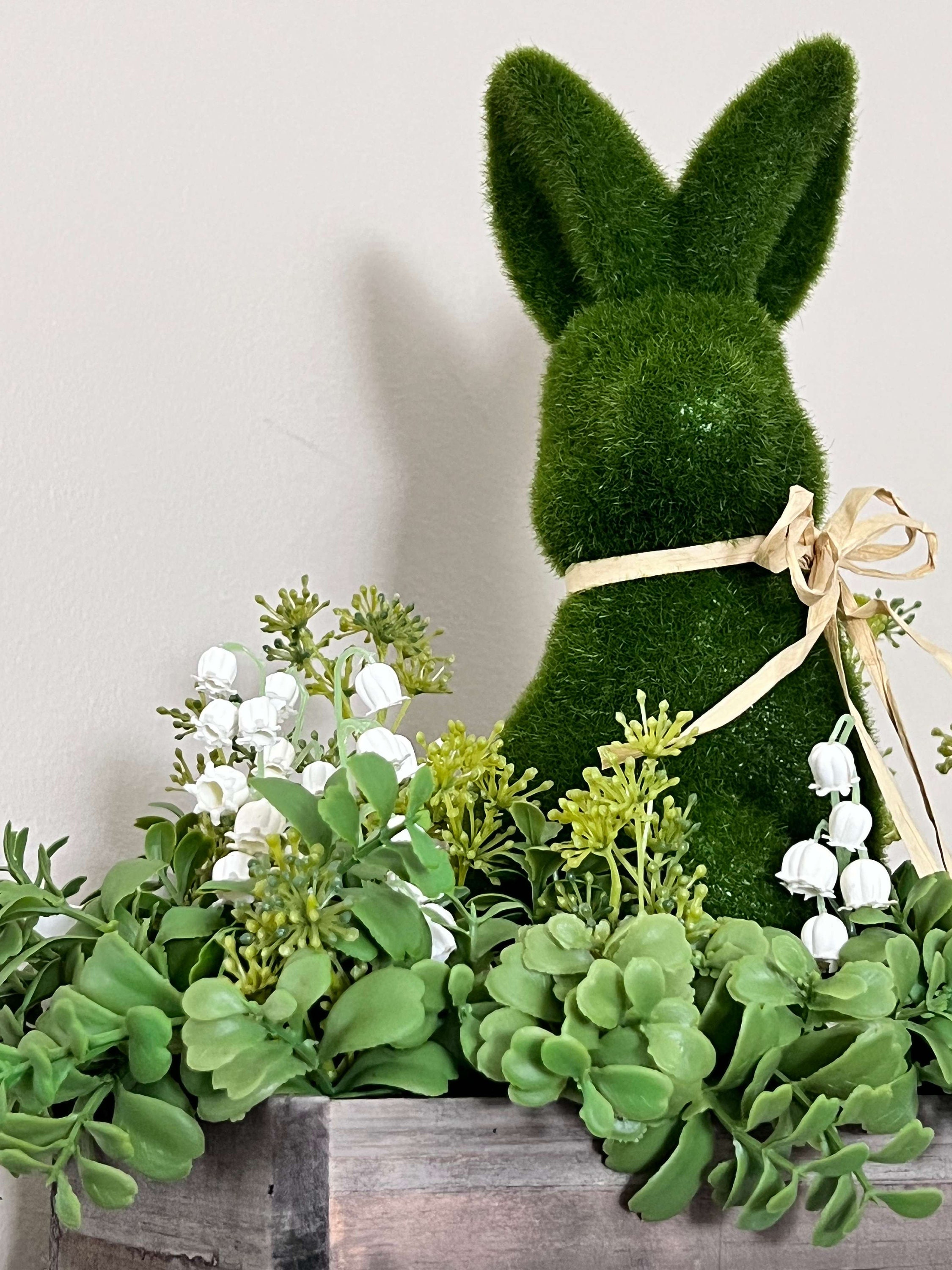 Farmhouse Easter Arrangement, Moss Bunny Decorations, Spring Easter ...