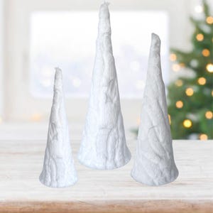 LED Cone Trees, Set of 3, White Fur Cone Trees, White Christmas - Etsy