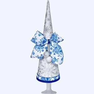 Chinoiserie Cone Tree, White and Blue Winter Decor, Handmade, Free ...