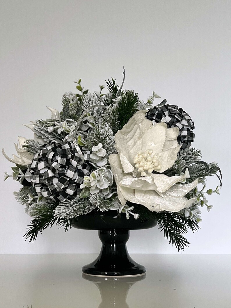 Buffalo Plaid Christmas Centerpieces Arrangement, Table Top Country ...