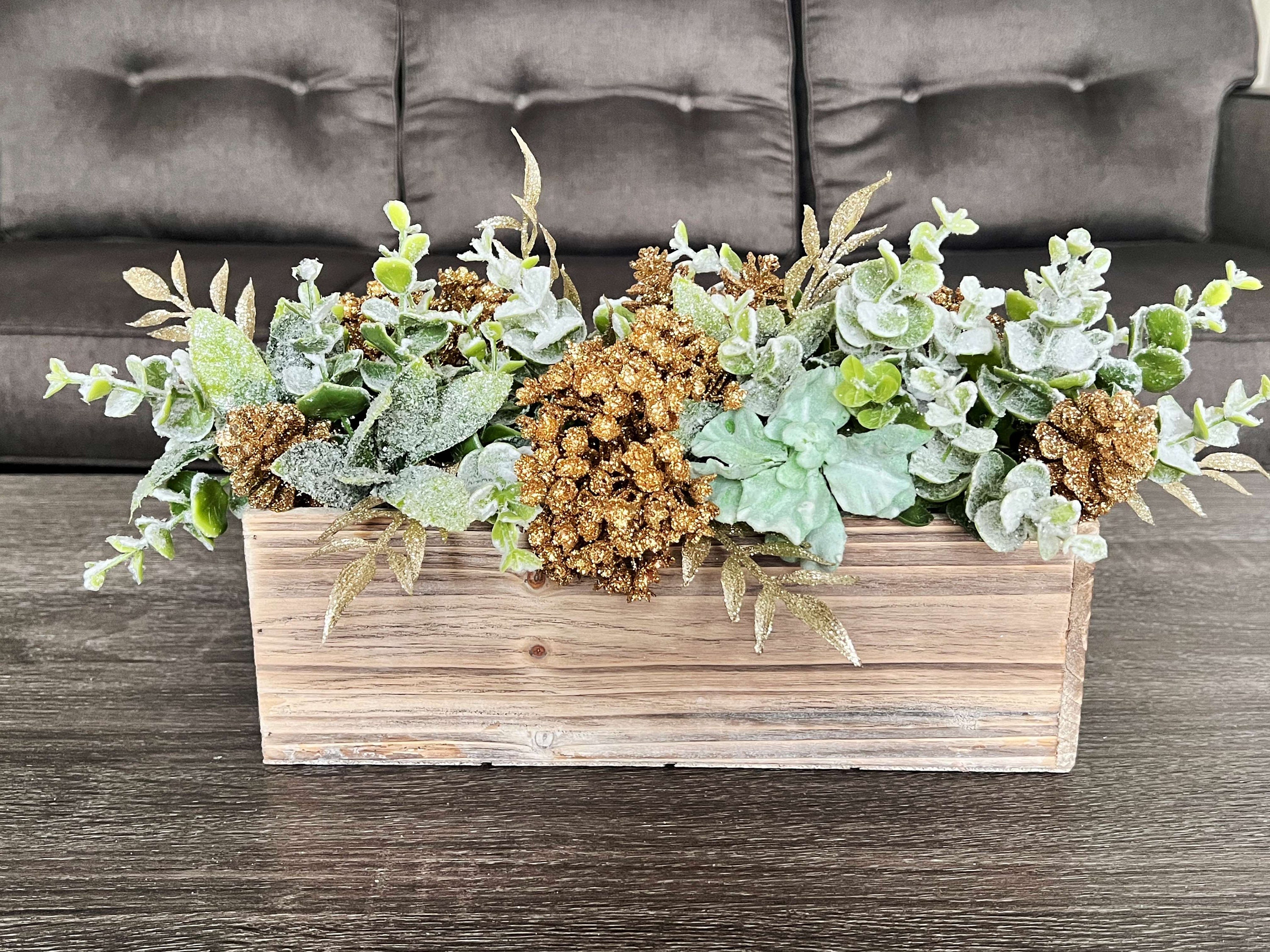 Rustic Winter Centerpiece Christmas Arrangement in Wood Box - Etsy