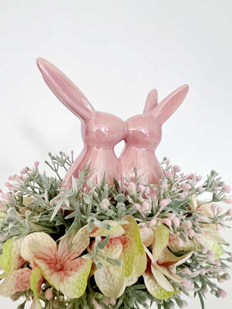 Easter Bunny Decor, Ceramic Pink Rabbit Decoration - Etsy