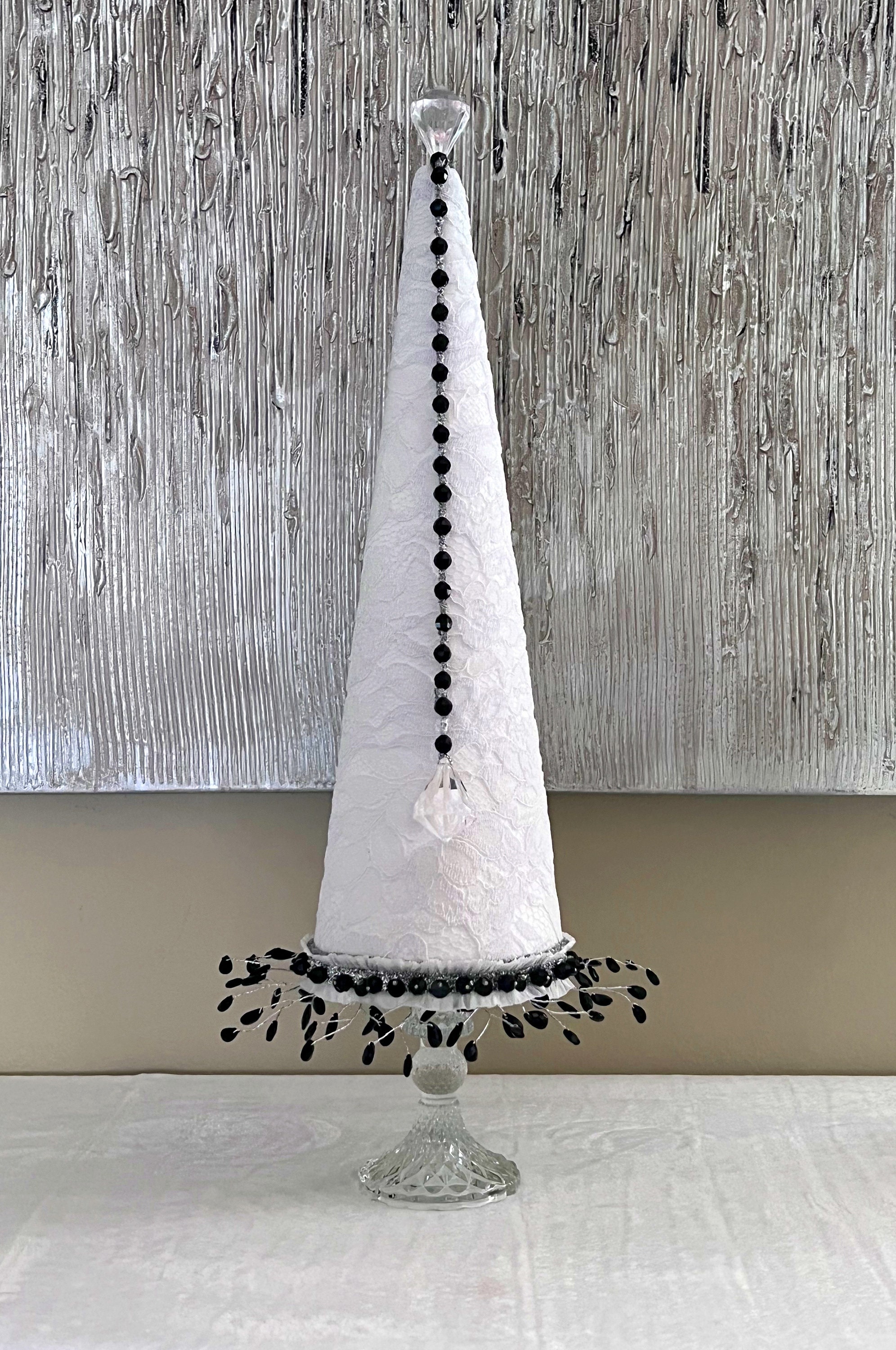 Christmas Cone Tree, Clear Crystal Winter Decorations, Tabletop H 21 ...