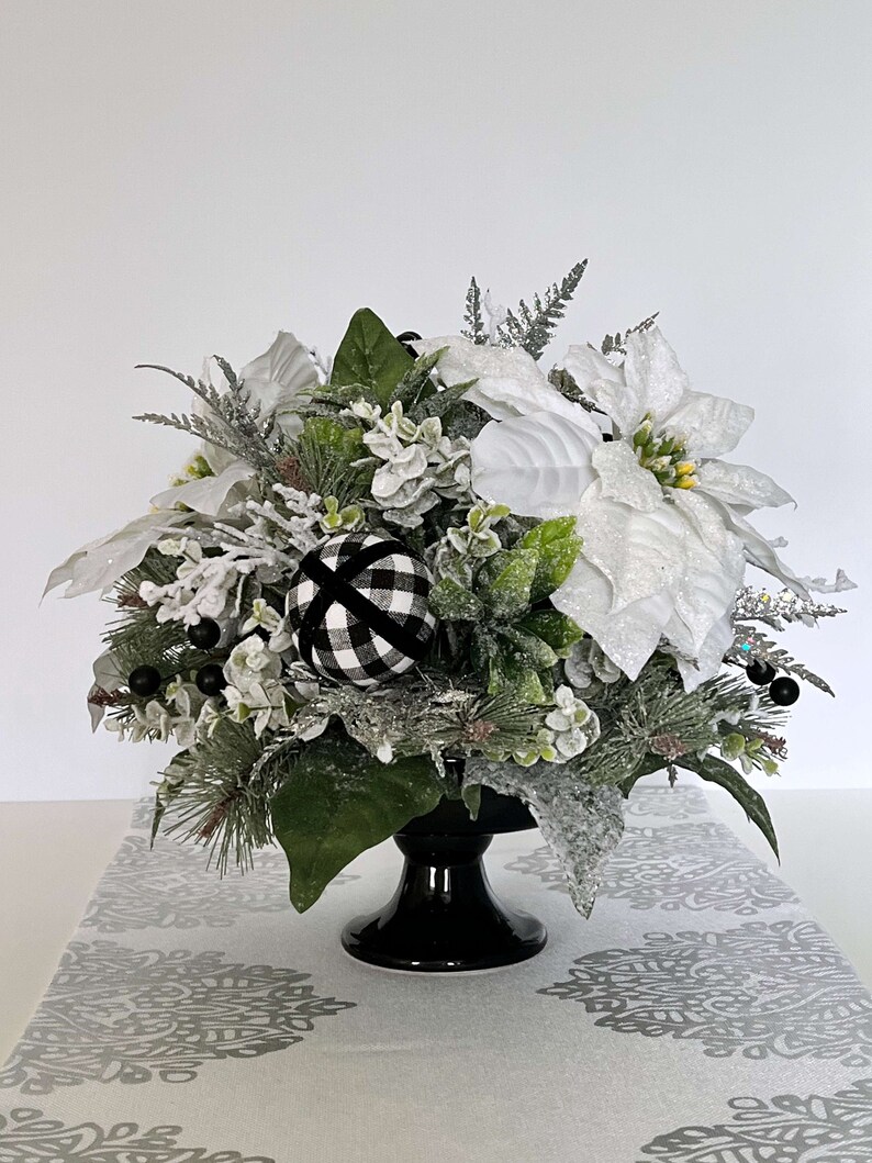 Buffalo Plaid Christmas Centerpieces Arrangement, Table Top Country ...