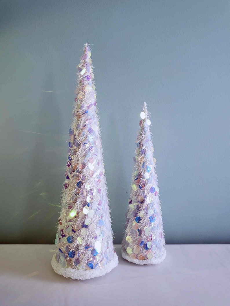 Tabletop Cone Christmas Tree, Sequins Blue/purple Christmas Tree 23 ...