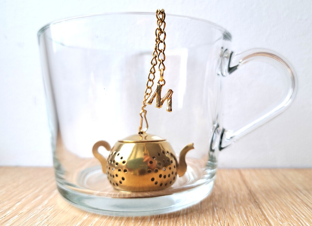 Gold Tea Infuser With Copper Branch Look Initial Charm Pendant, for ...