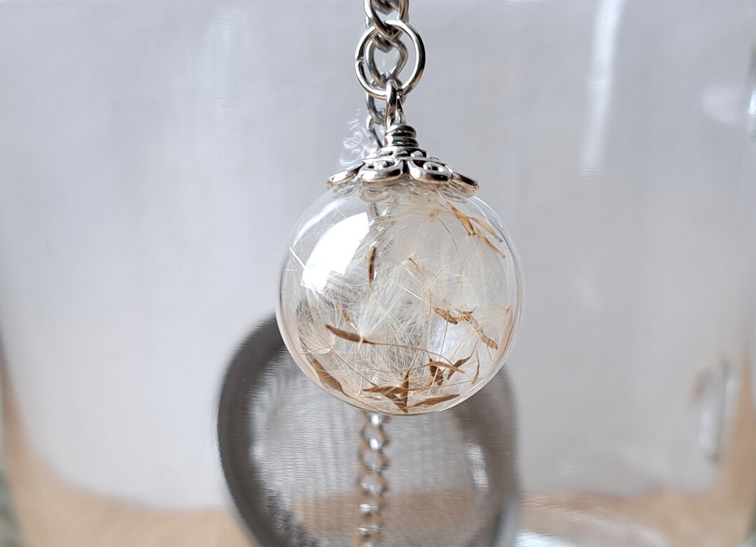 Tea Strainer With Clear Glass Orb With Fried Fine Dandelion Seeds, for ...