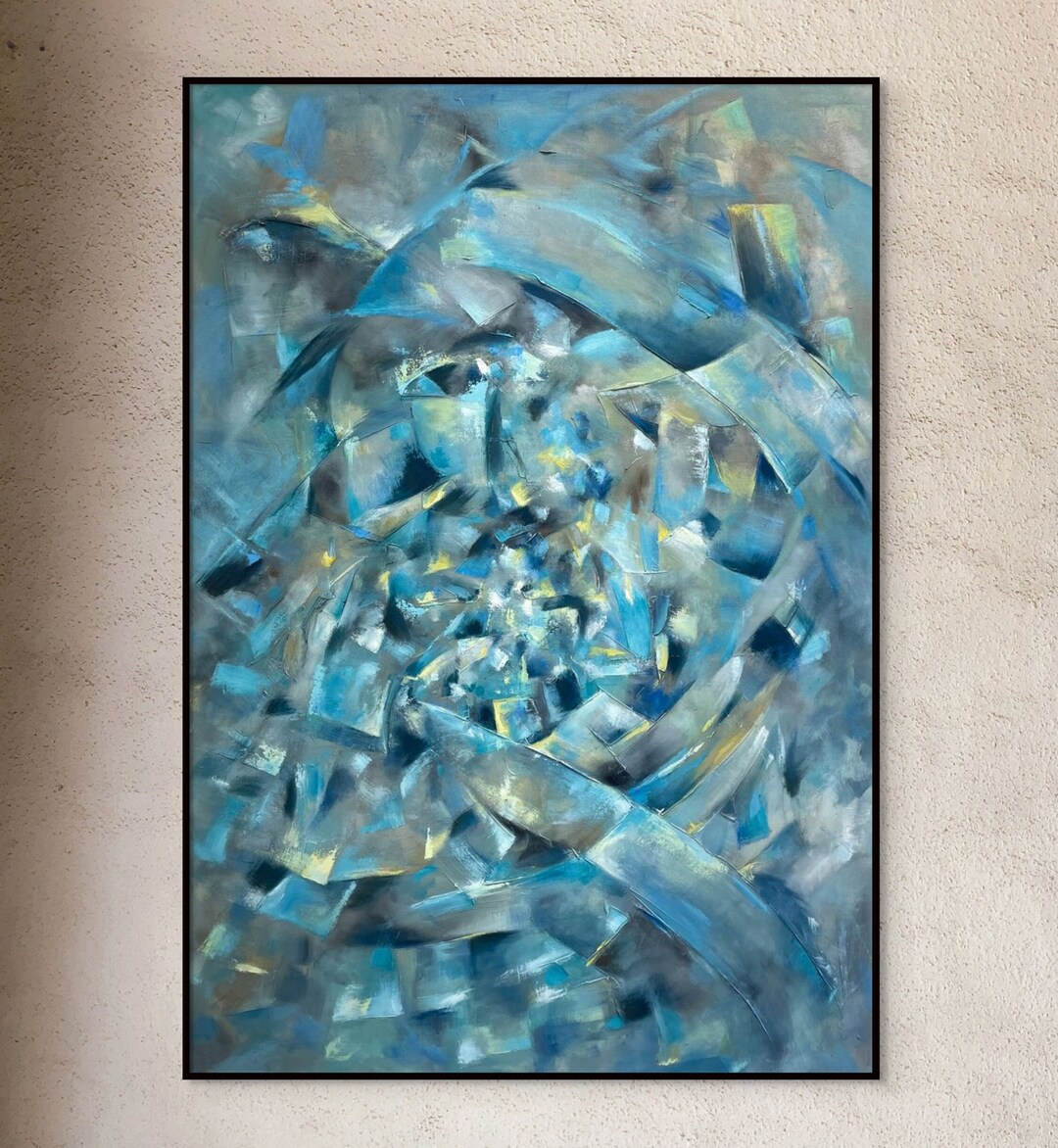 Blue Oil Color Abstract Painting Colorful Modern Artwork Design ...