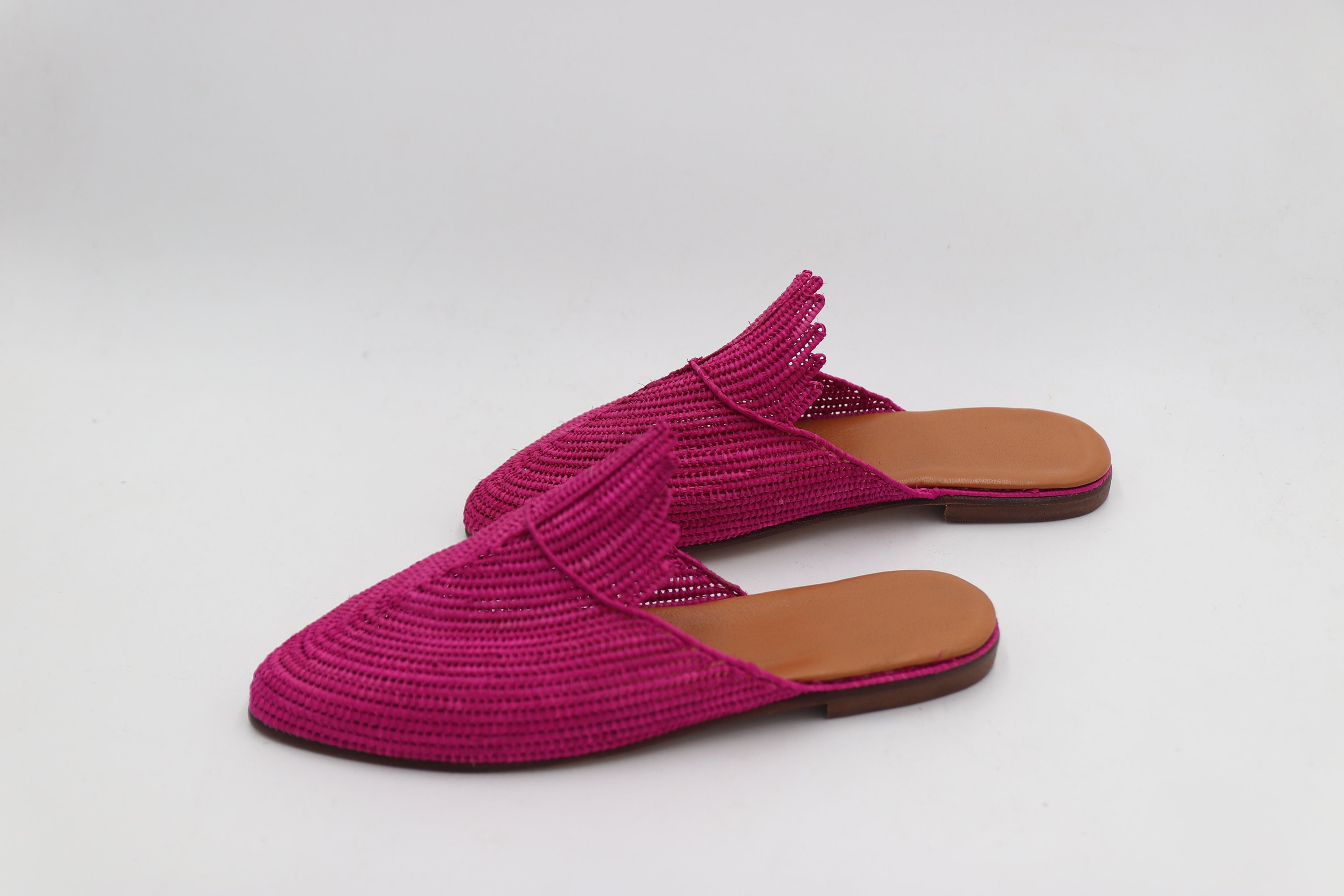 Fuchsia Raffia Mules Raffia Mules Raffia Shoes for Women - Etsy