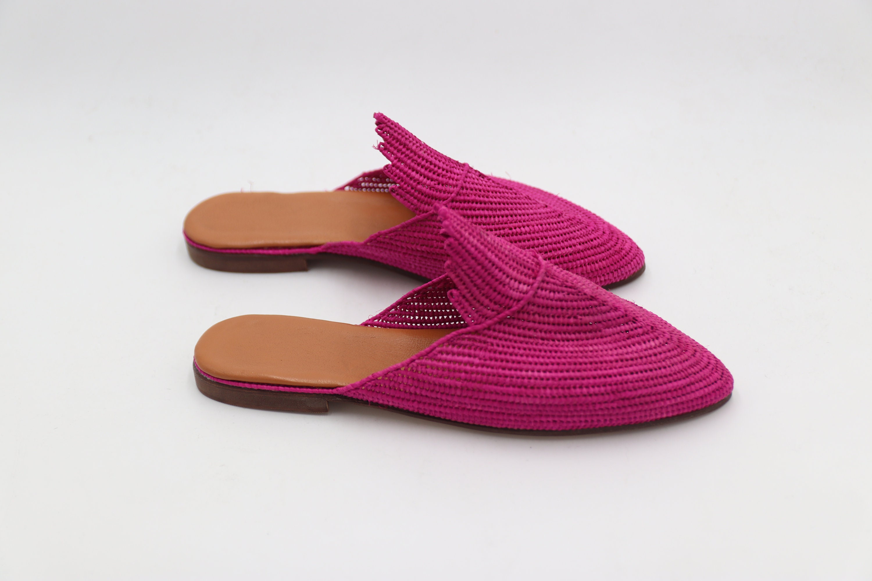 Fuchsia Raffia Mules Raffia Mules Raffia Shoes for Women - Etsy