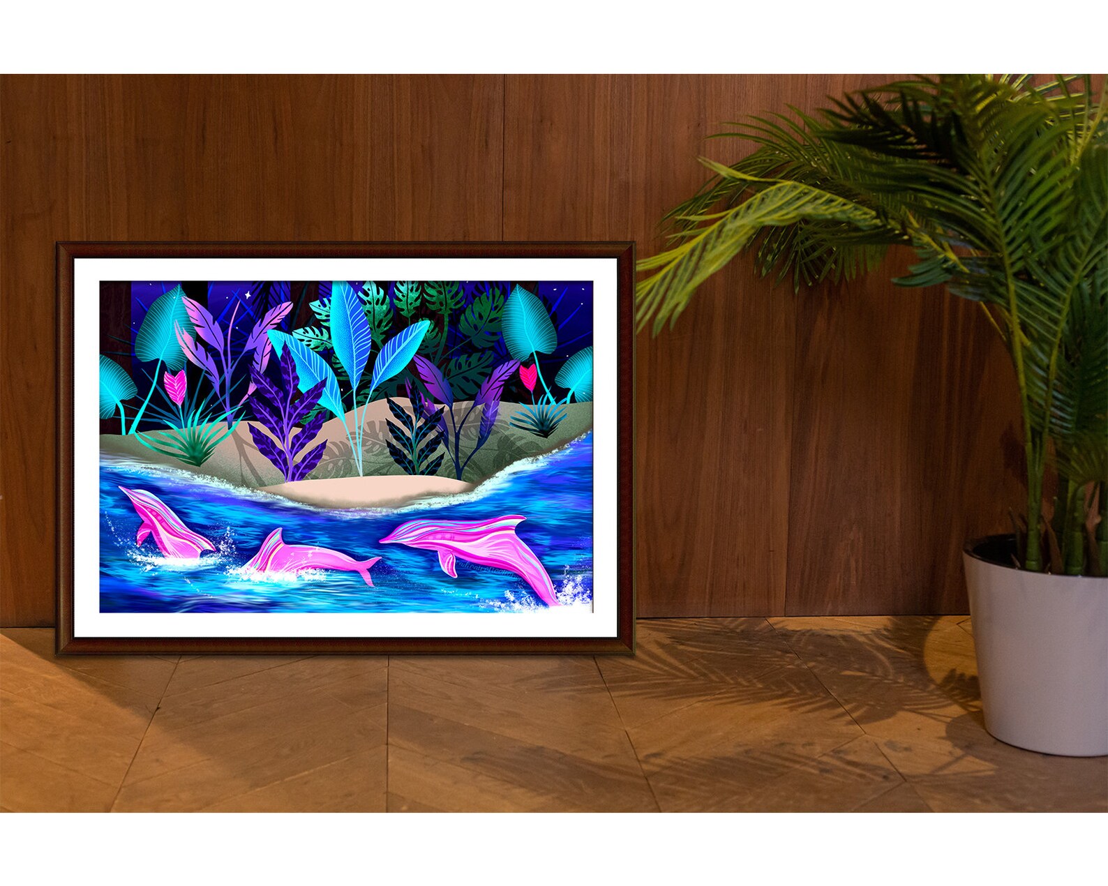 Pink River Dolphin Wall Art Print Dolphin Lovers - Etsy