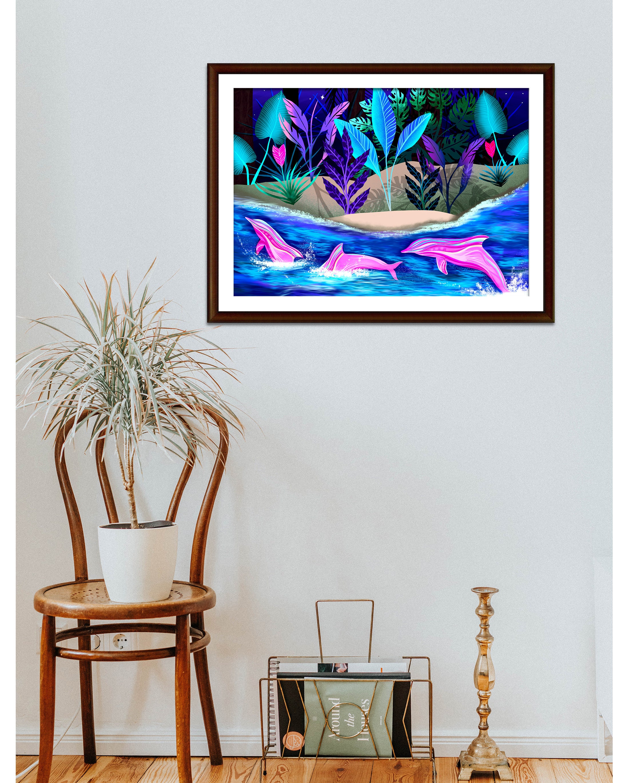 Pink River Dolphin Wall Art Print Dolphin Lovers - Etsy