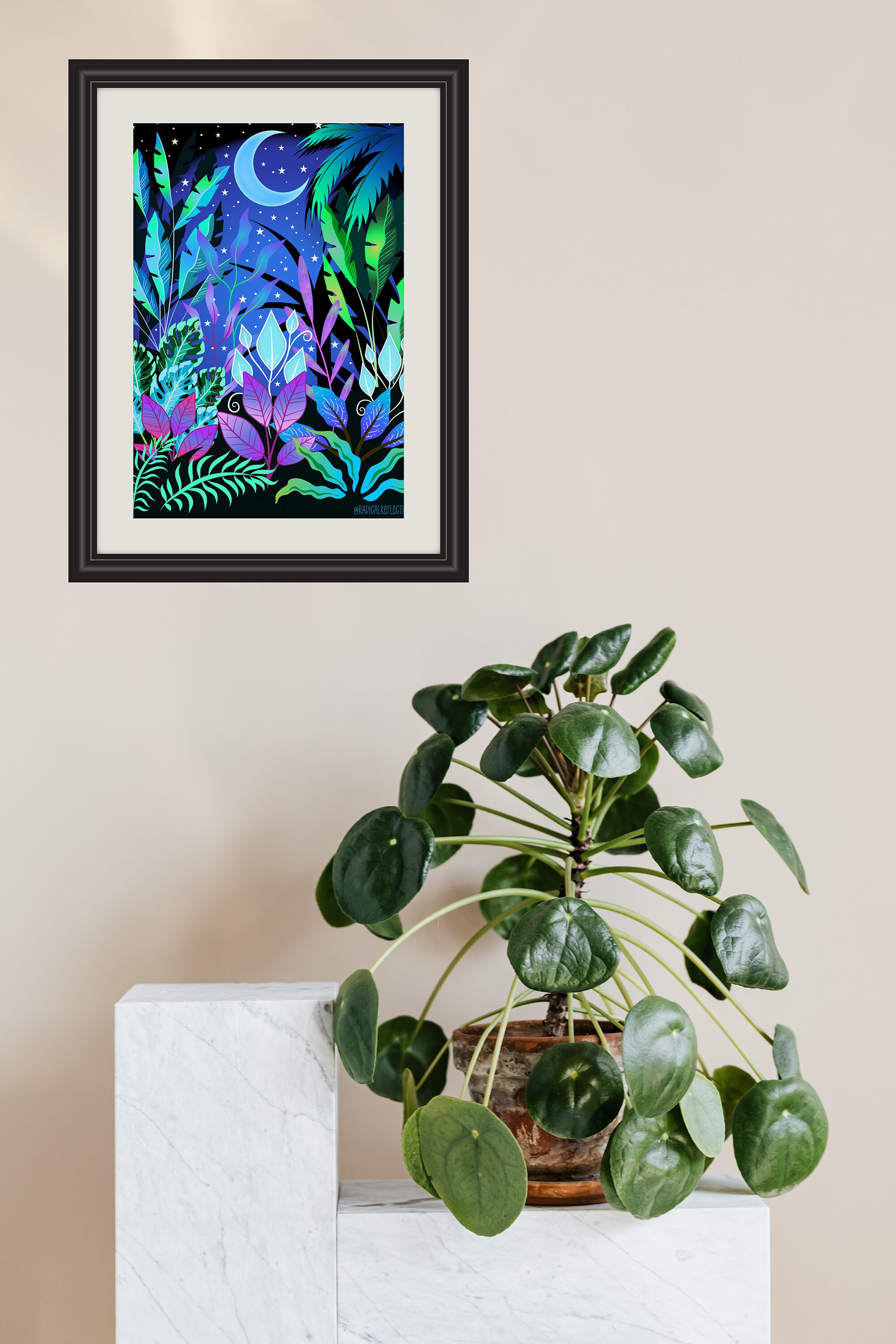 Jungle Moonlight Print Jungle Art Tropical Decor Wall Art | Etsy