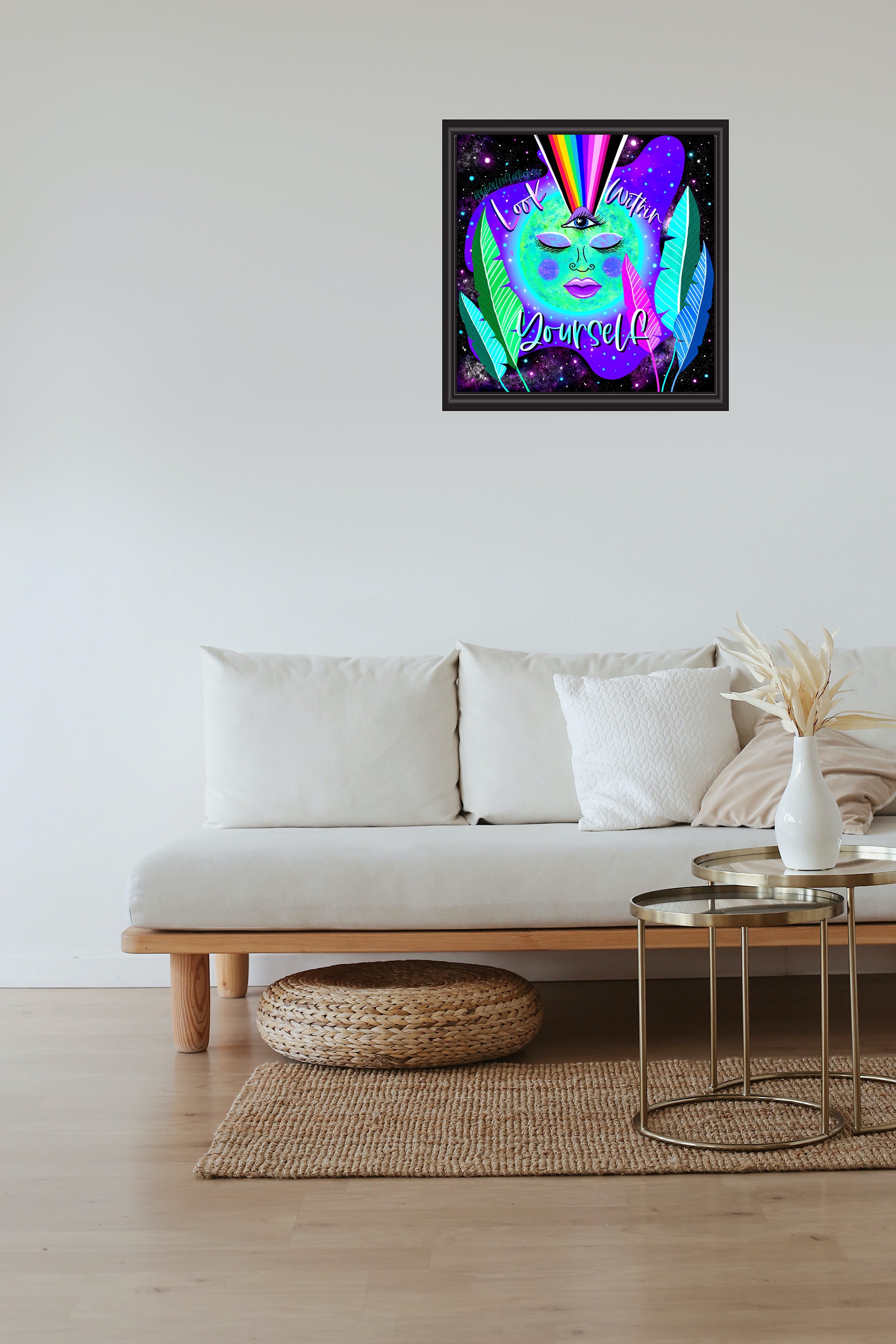 Look Within Yourself Inspirational Art Third Eye Moon Art | Etsy