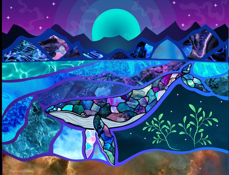 Humpback Whale Landscape Abstract Colorful Art Print - Etsy