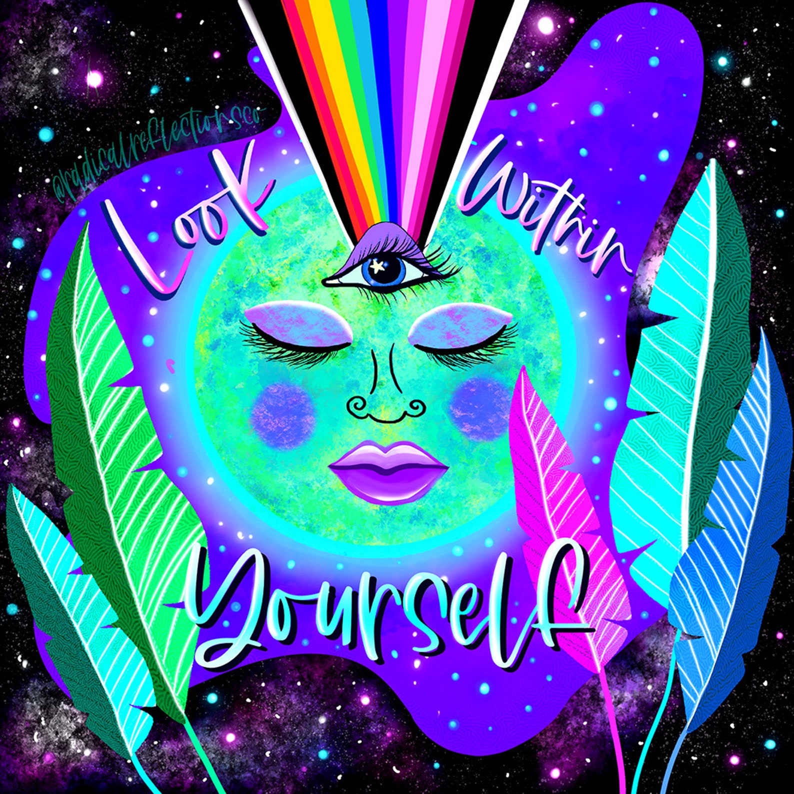 Look Within Yourself Inspirational Art Third Eye Moon Art - Etsy