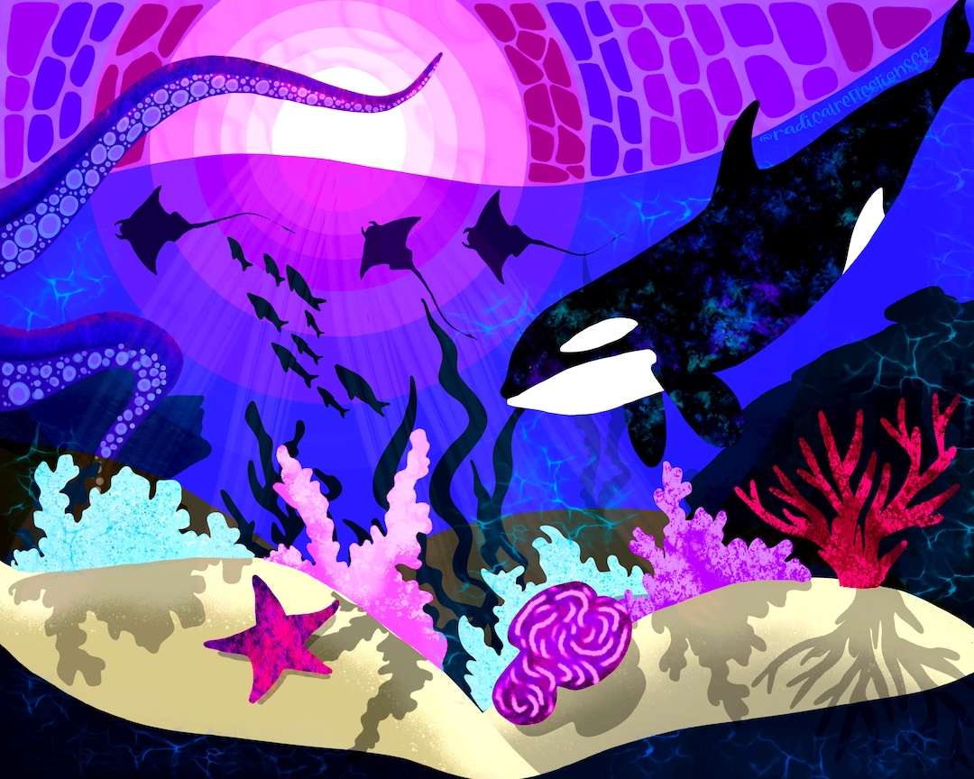 Impression d'art mural Orca Sunset Ocean Life - Etsy France