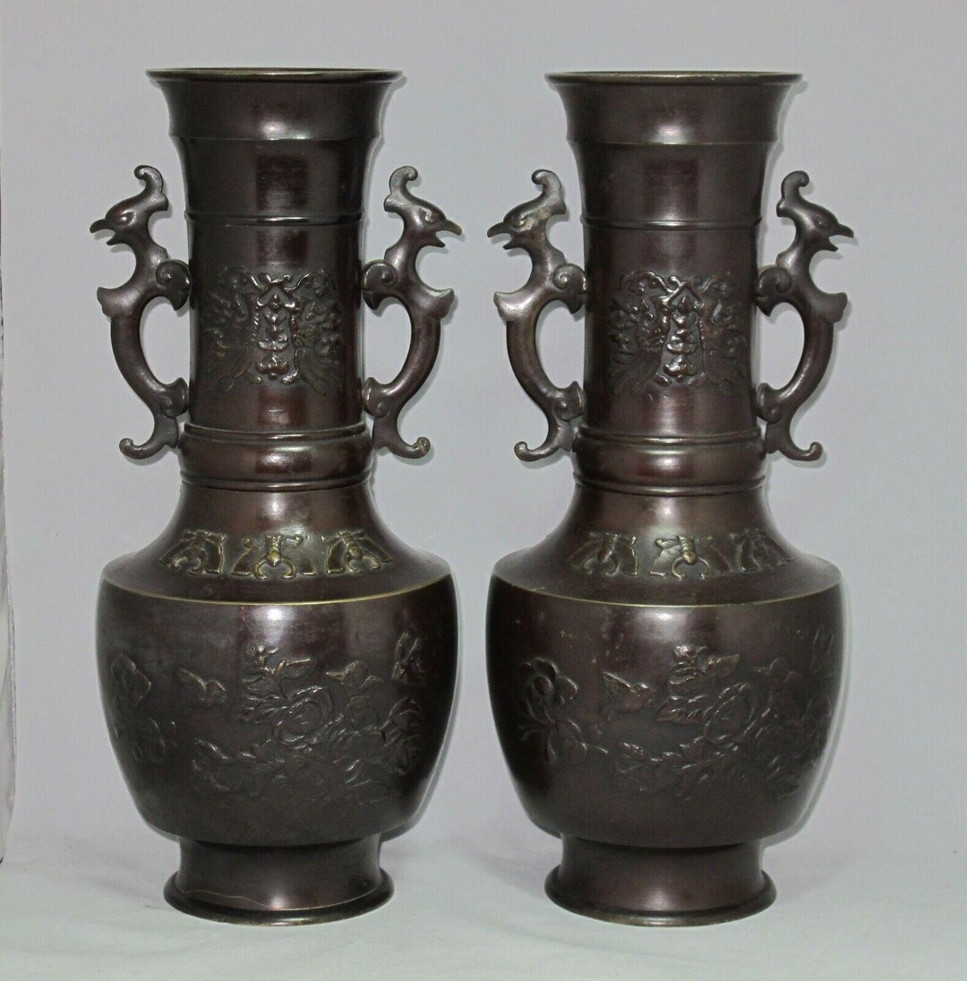 Pair of Large Bronze Vases CHINESE Japan 19th Century - Etsy