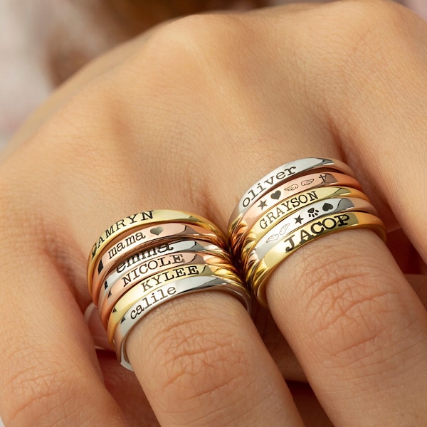 Stackable Name Rings - Etsy