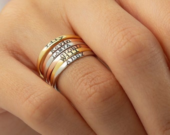 Women's Gold Stacking Rings Stackable Name Rings - Etsy
