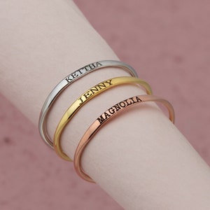 14k GOLD Custom Stacking Rings, Stackable Name Ring, Dainty Name Ring, Skinny Custom Ring ...