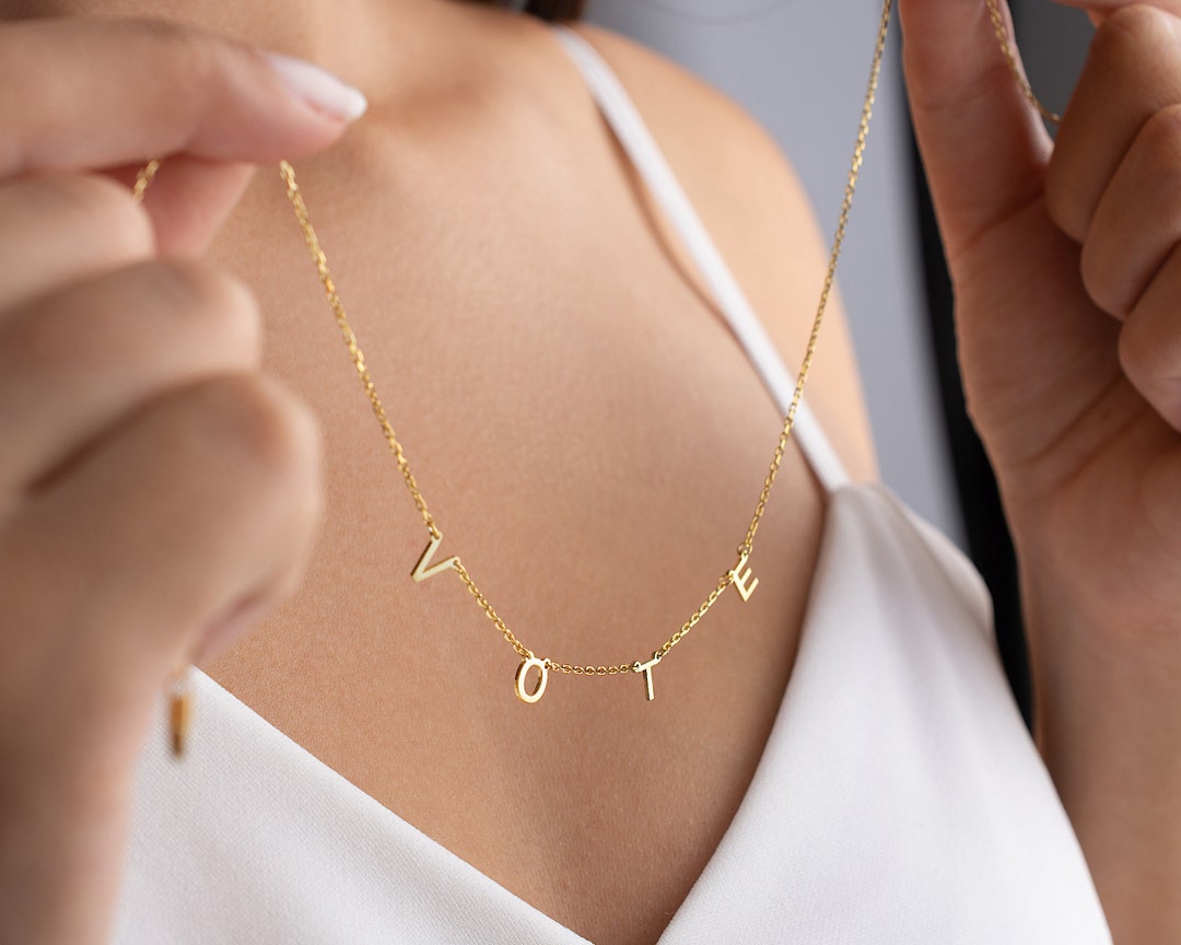 14k Gold Initial Name Necklace Custom Letter Name Necklace Personalized ...