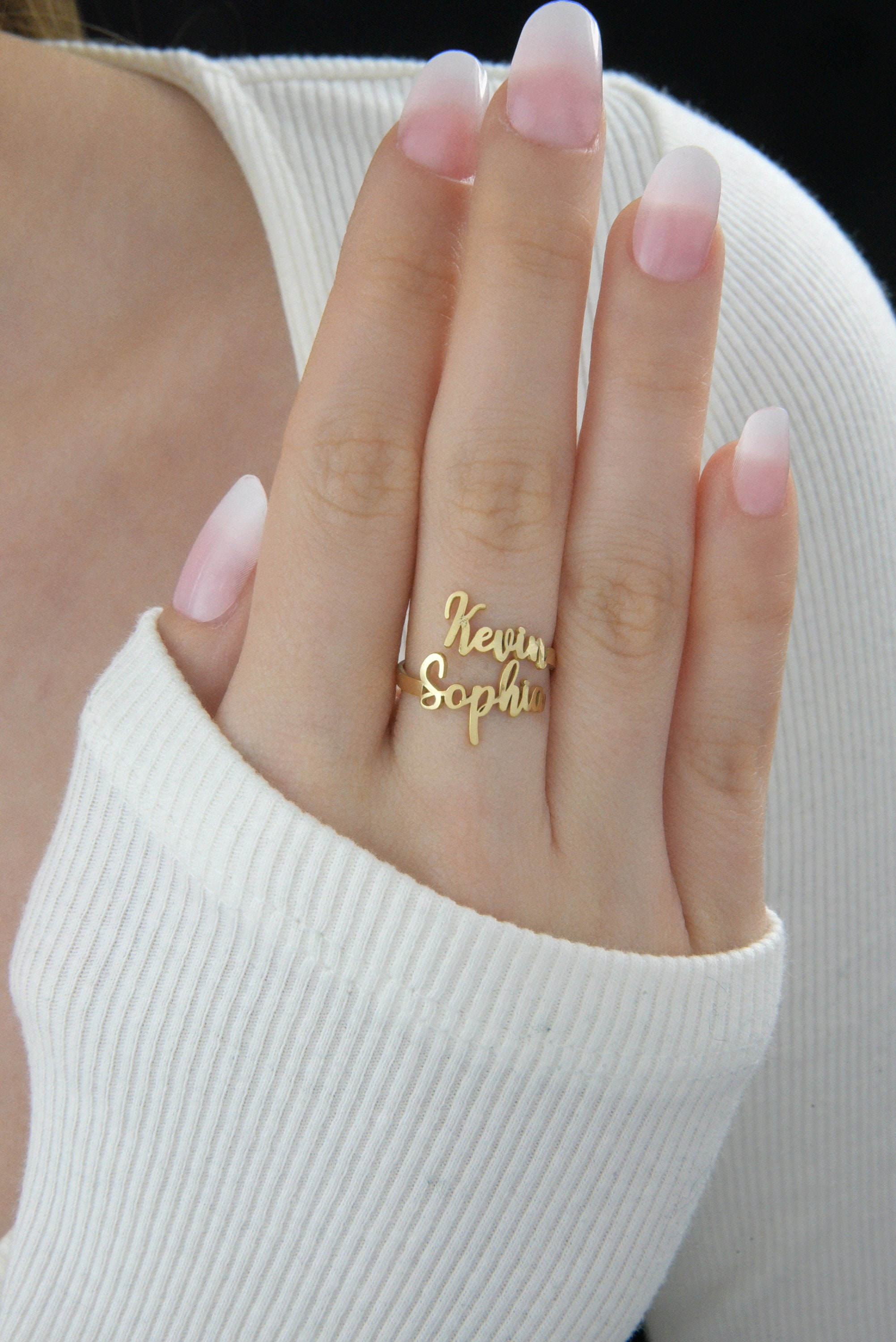 Double Name Ring Two Name Ring Custom Name Ring | Etsy