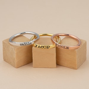 14k GOLD Custom Stacking Rings, Stackable Name Ring, Dainty Name Ring ...