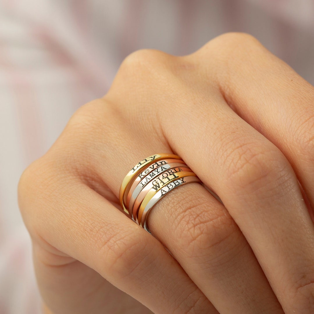 Custom Engraved Ring, Name Ring, Matching Rings for Couples ...