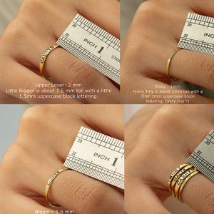 14k GOLD Custom Stacking Rings, Stackable Name Ring, Dainty Name Ring ...