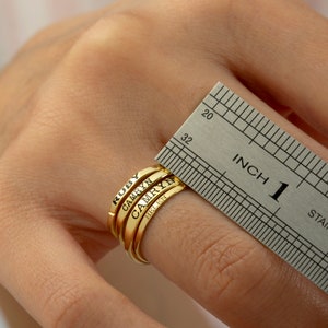 14k GOLD Custom Stacking Rings, Stackable Name Ring, Dainty Name Ring ...
