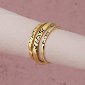 14k GOLD Custom Stacking Rings, Stackable Name Ring, Dainty Name Ring ...