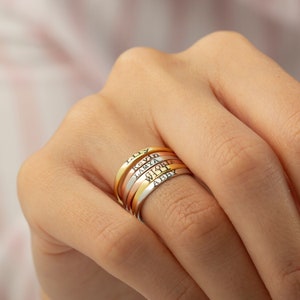 14k GOLD Custom Stacking Rings, Stackable Name Ring, Dainty Name Ring ...
