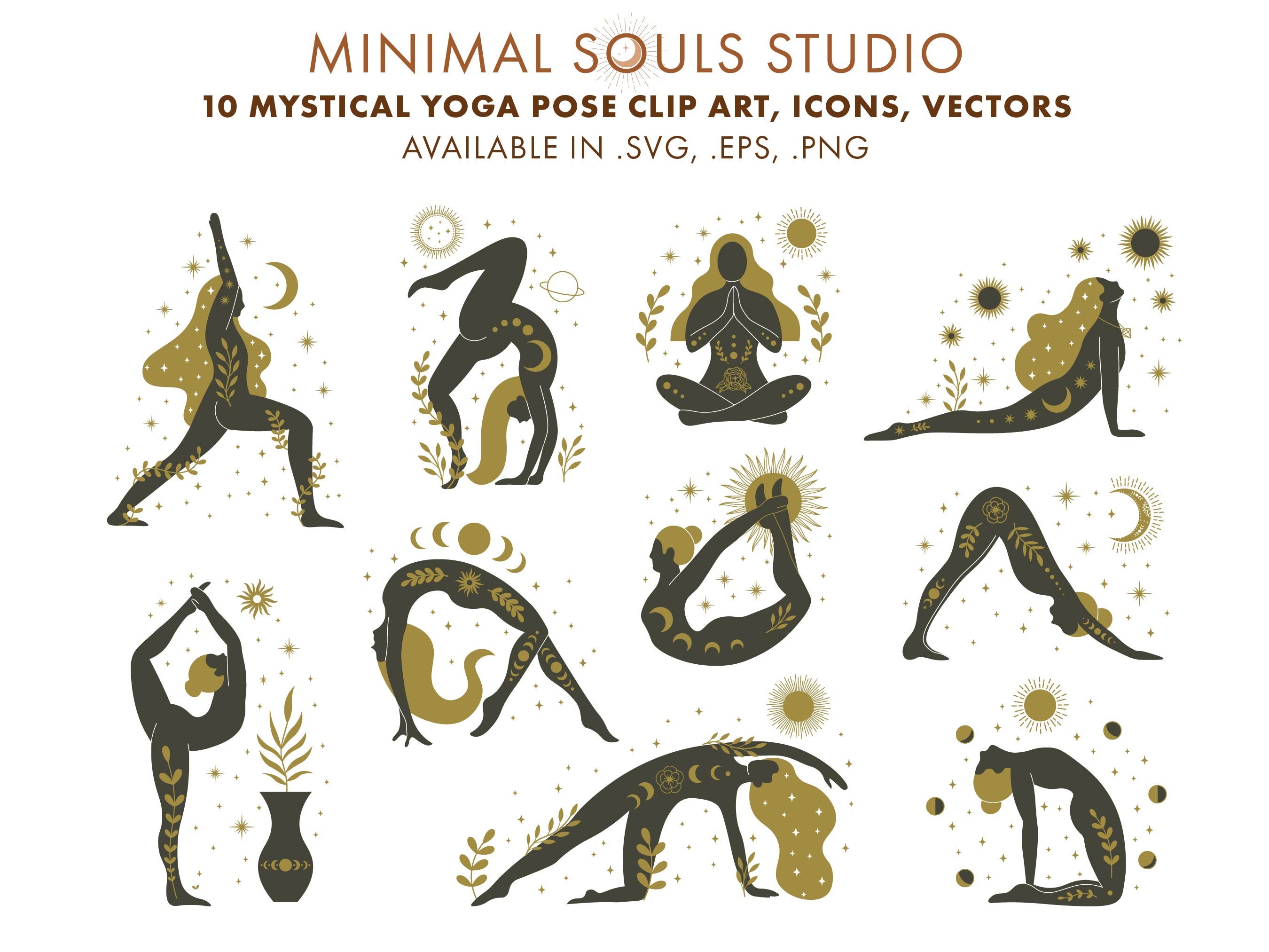 Set of 10 Magical Yoga Spiritual Women Mystical Esoteric Female ...