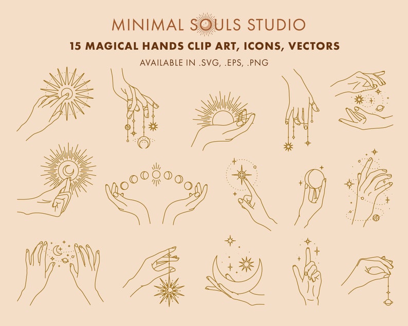 15 Magical Hands Clipart, Vectors, Icons, EPS Instant Digital Download ...