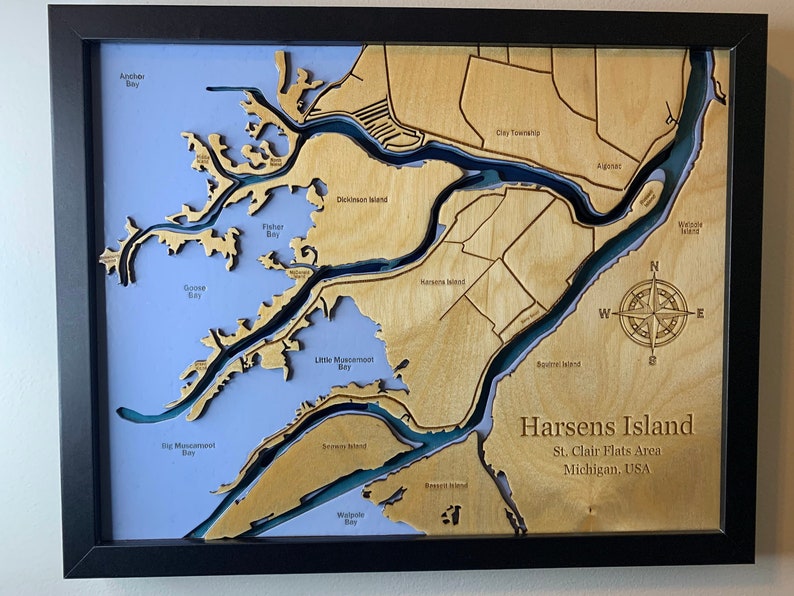 Harsens Island, St Clair Flats, Lake St. Clair, Michigan Bathymetric ...