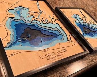 Lake Erie 3D Laser Cut Wood Map Bathymetric Depth - Etsy