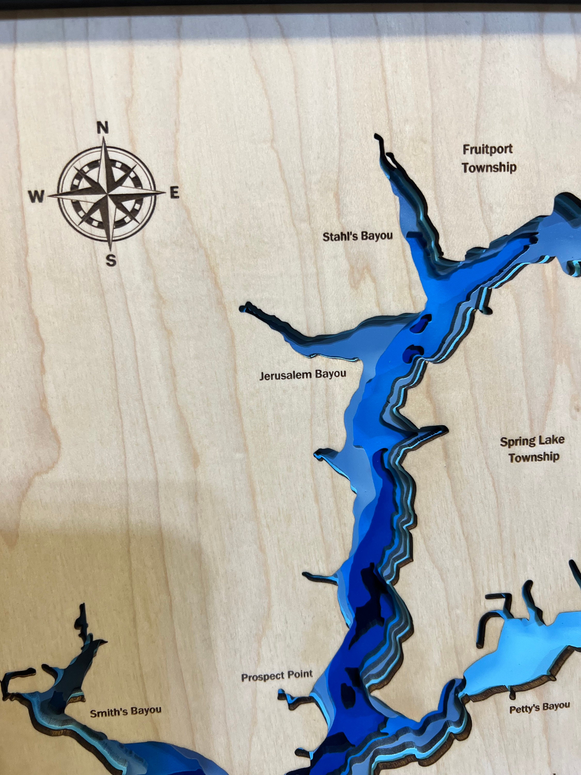 Spring Lake, Michigan Bathymetric Map, 3D Laser Cut and Engraved ...