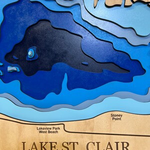 Lake St. Clair, Michigan Bathymetric Map, 3D Laser Cut and Engraved, Multilayers of Depth - Etsy