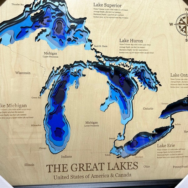 Laser Cut Great Lakes Map - Etsy