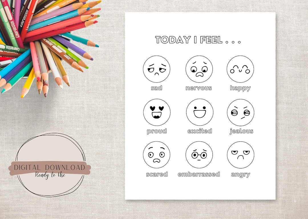 Today I Feel Coloring Page, Emotions Activity, Emotions Chart, Feelings ...