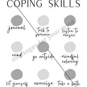 DIGITAL BUNDLE- Grounding Exercise Print, Coping Skill Print, Wall ...