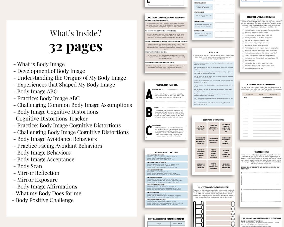 Body Image Workbook: Self-love & Acceptance (32 Pages) (digital ...