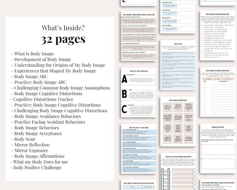 Body Image Workbook: Self-love & Acceptance (32 Pages) (digital ...