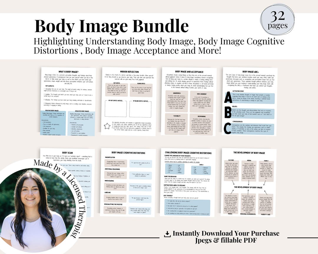 Body Image Workbook, Body Positive Worksheets, Self-love Journal, Body ...