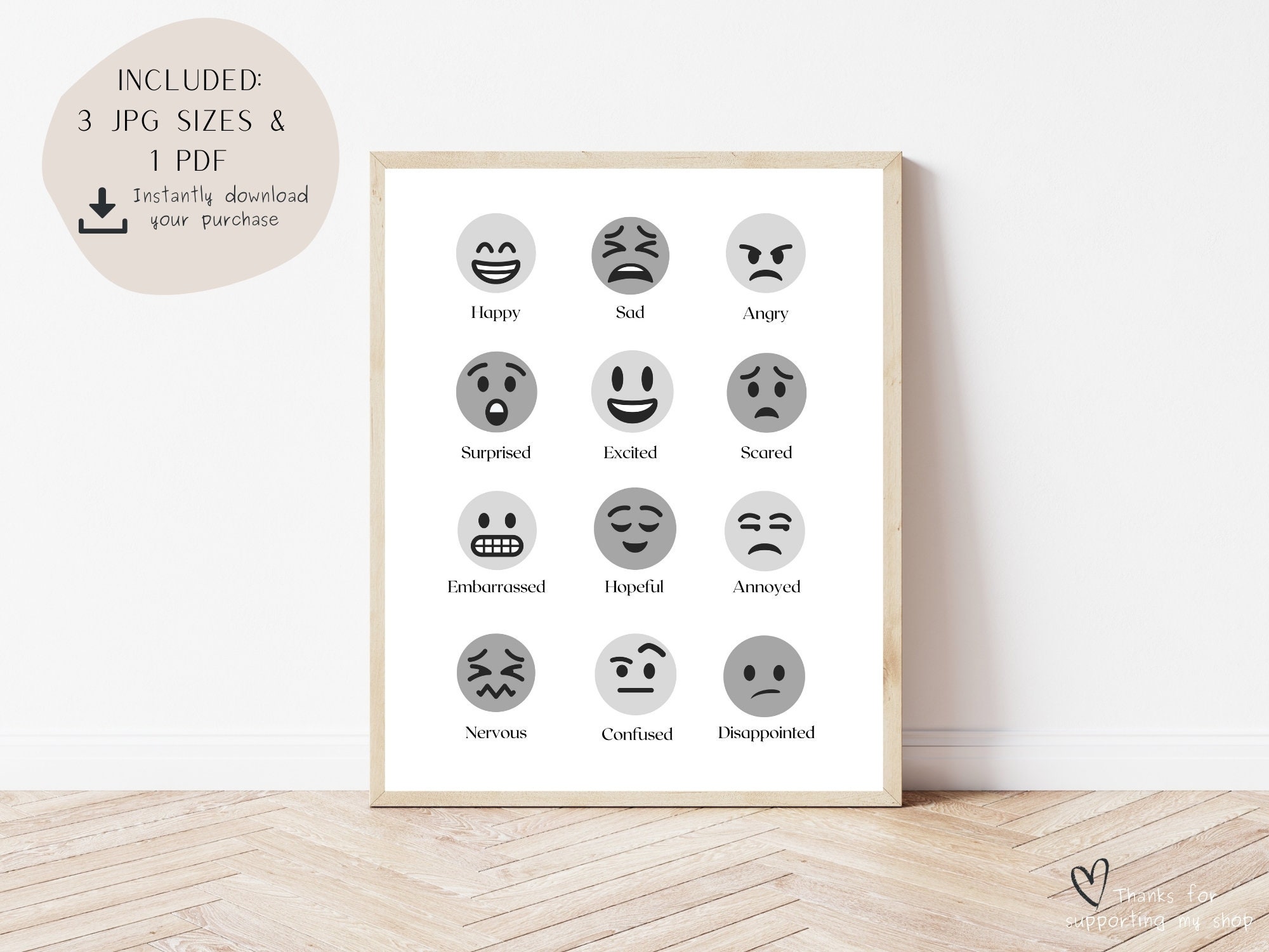 Black & White Feelings Poster, Preschool Feelings Poster, Classroom ...