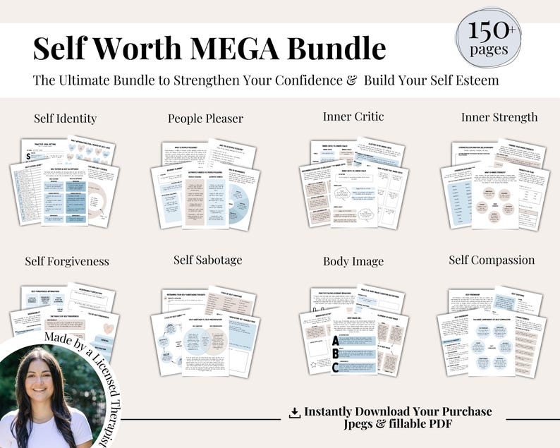 Self Worth Worksheets Bundle: Self Esteem & Confidence (PDF) - Etsy